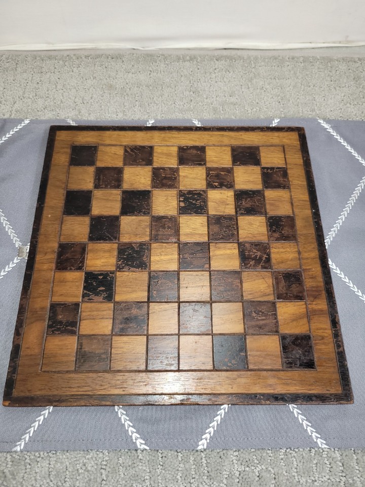 Early Old Paint Primitive Walnut Checker ~Chess Game Board | eBay