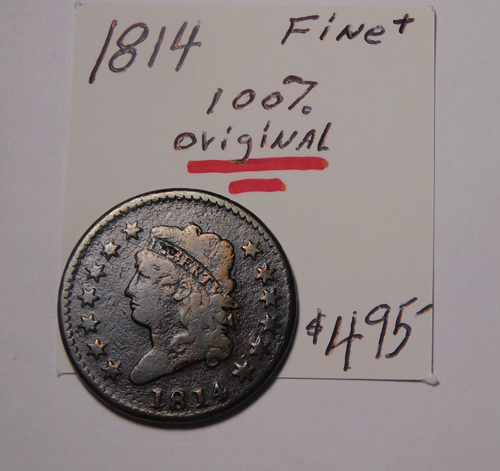 AMAZING 1814 CLASSIC HEAD LARGE CENT 100% ORIGINAL CHOCOLATE FINE+ ...