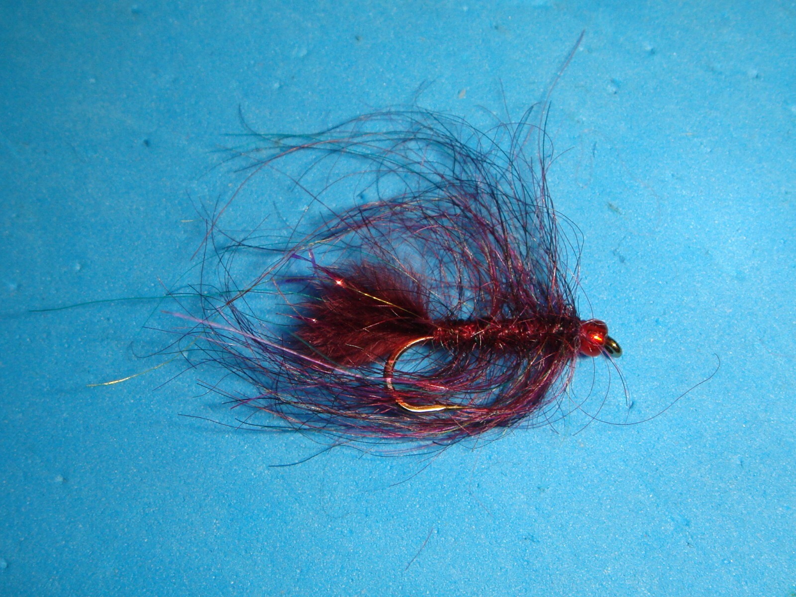 FLY FISHING FLIES - Classic Maroon POWDER LEECH (Red Bead) size #14 (6 ...