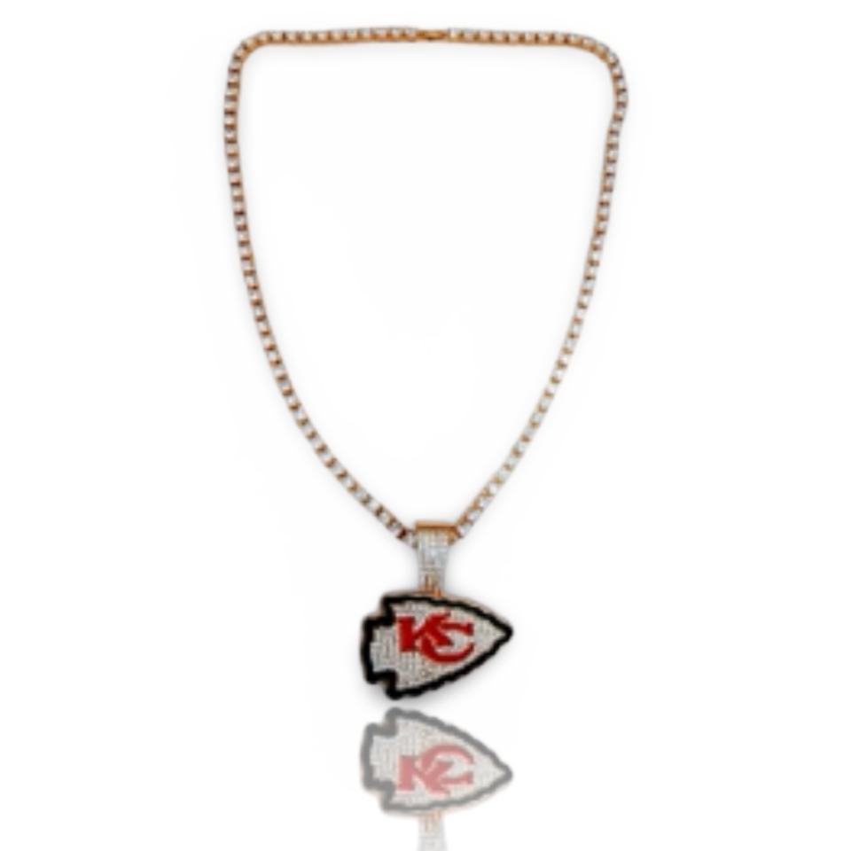 Kansas City Chiefs Iced-Out Necklace | 24” Rhinestone Chain | Gold ...