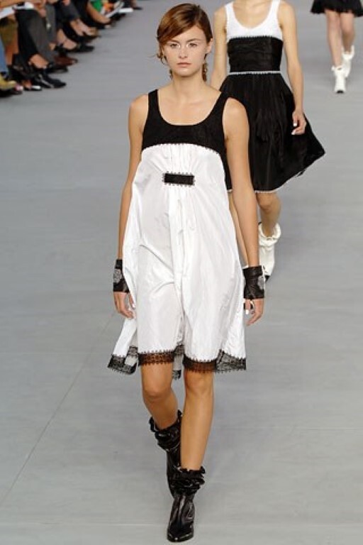 CHANEL RUNWAY EMBROIDERED OVERLAY CC LOGO DRESS IVORY… - Gem