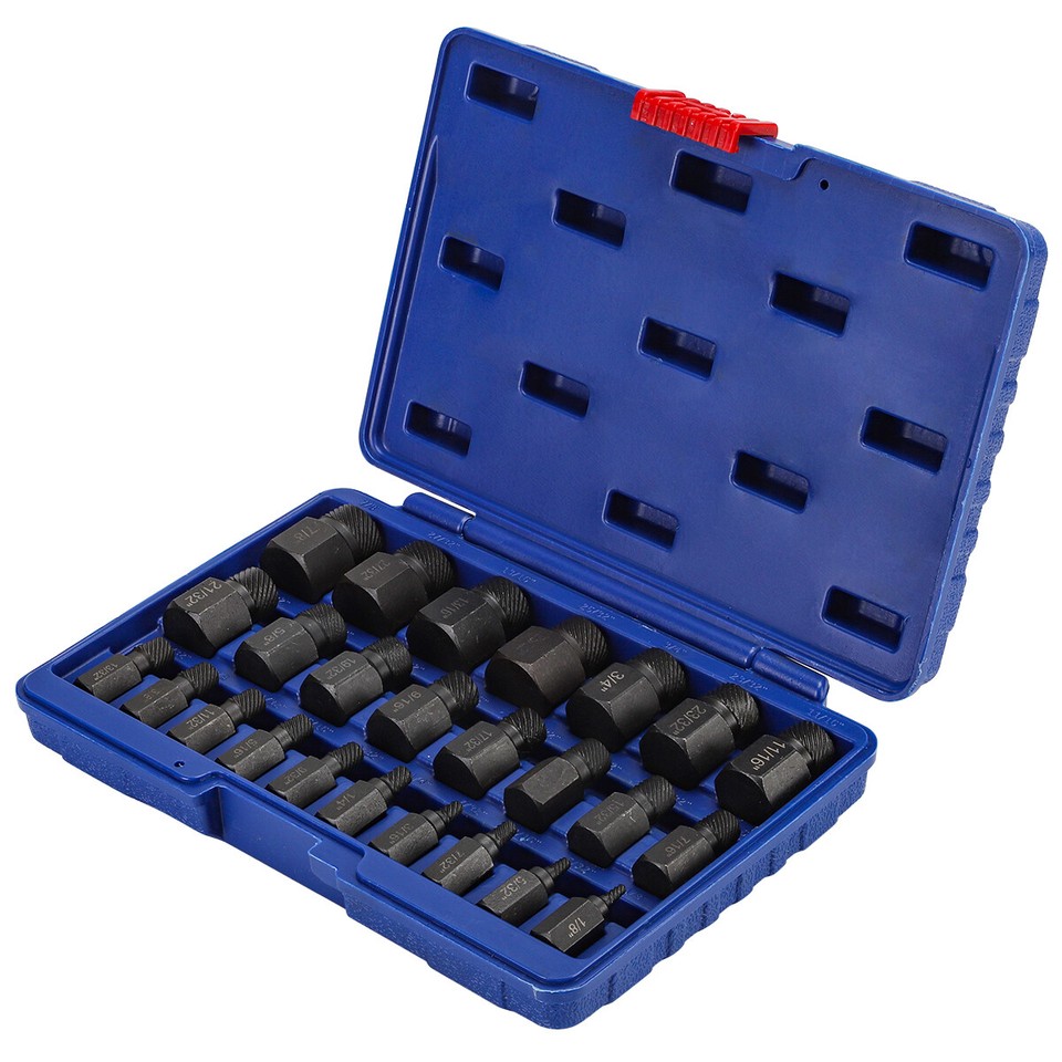 25-Piece Easy Out Screws Bolt Extractor Socket Set Hex Head Rounded ...