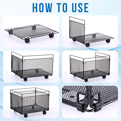 2 Pack Mesh Rolling File Carts with Wheels Hanging Files Metal File ...