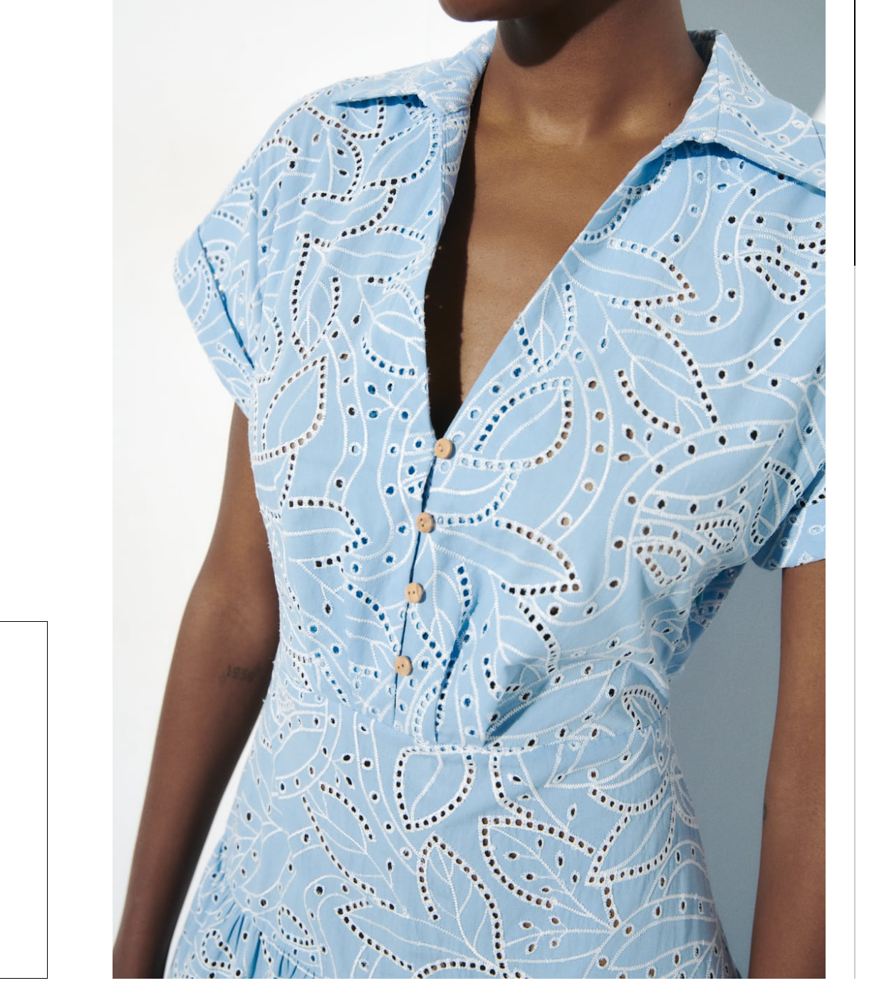 ZARA EMBROIDERED EYELET SHIRT DRESS CUTWORK EMBROIDERY BLUE WHITE XS S ...