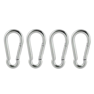 4Pcs Stainless Steel 5x50mm Silver Snap Fastener Hook Carabiner Spring ...