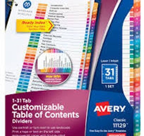 Set of 3 - Avery Index 1-31 Numbered Tab Dividers – 3 Ring #11129 | eBay