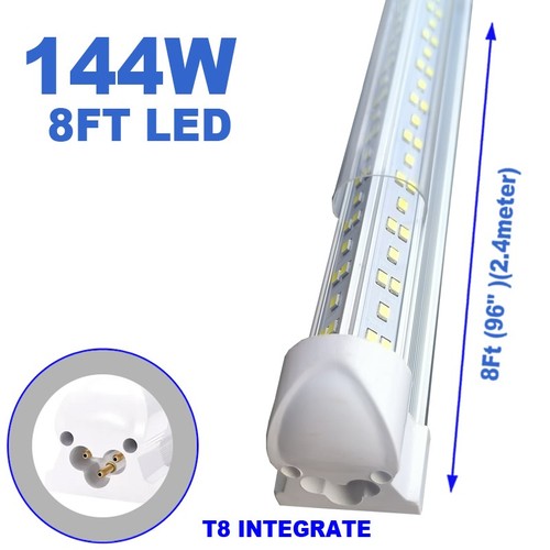 12/25PCS 8 FT LED Shop Light Fixture,144W 18000 Lumens 6500K Daylight ...