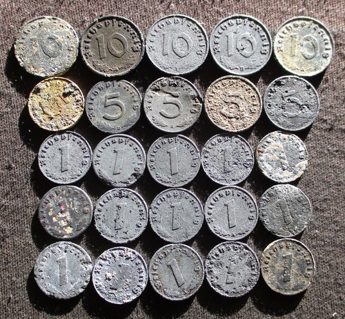 BIG LOT OF OLD COINS OF THIRD REICH NAZI GERMANY (1939-1944) WORLD WAR ...
