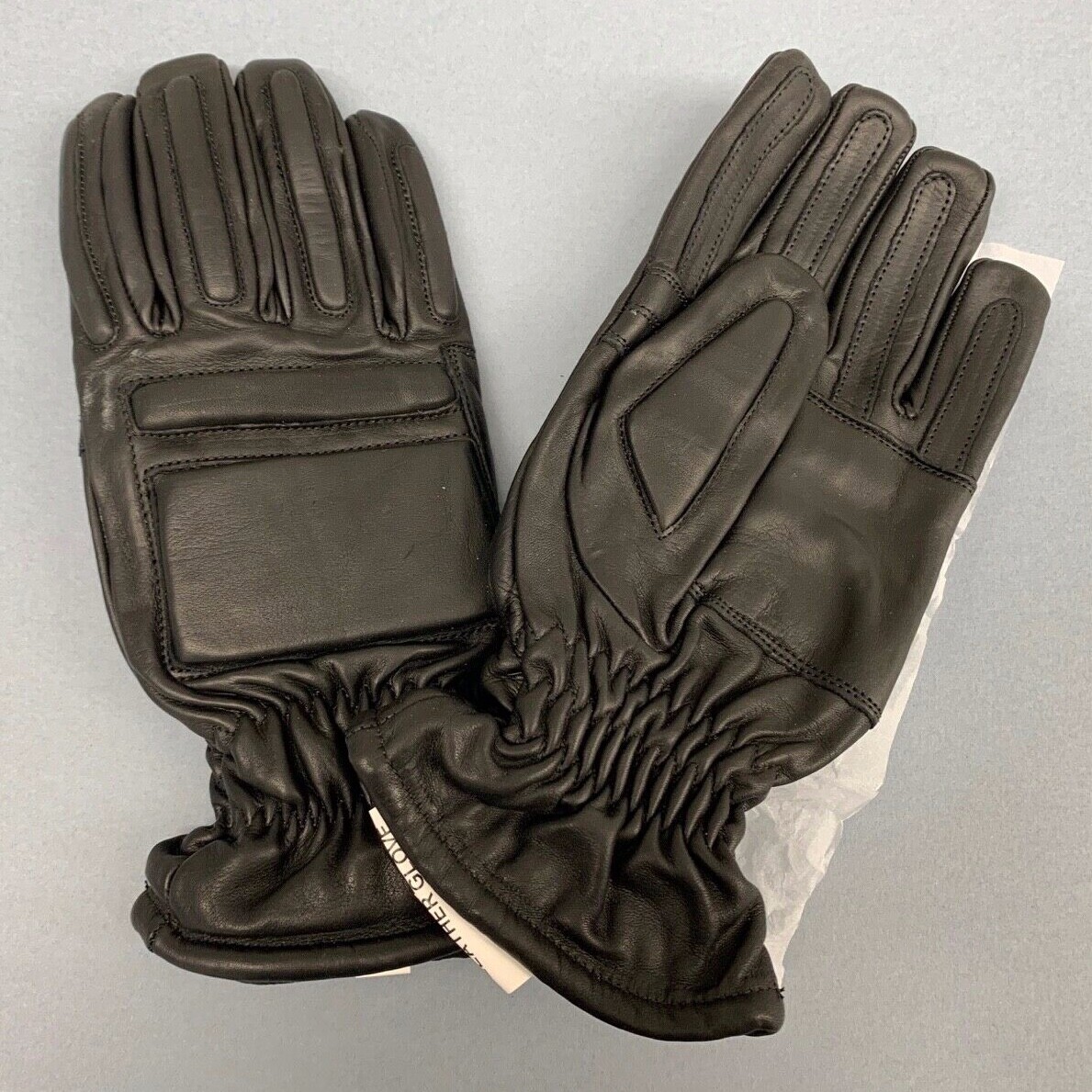BLACK LEATHER RIOT GLOVES Knuckle protection - size 7 to 8 , British ...
