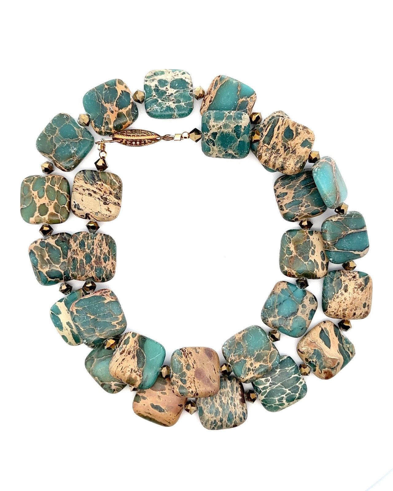 Necklace Green and Beige Jasper | eBay