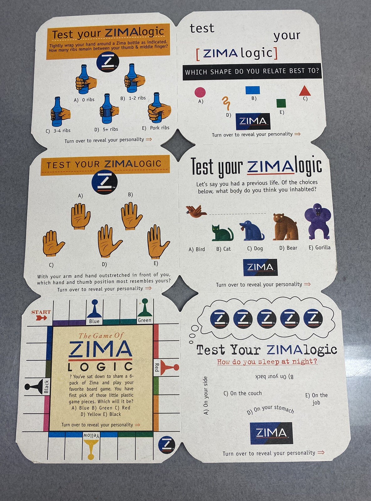 Vintage Coors Zima Beer Advertising Coasters Set Of 6 On Uncut Sheet | eBay