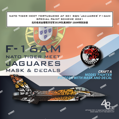 1/48 F-16AM NATO Tiger Meet Portuguese AF 301 Jaguares Mask&Decals for ...