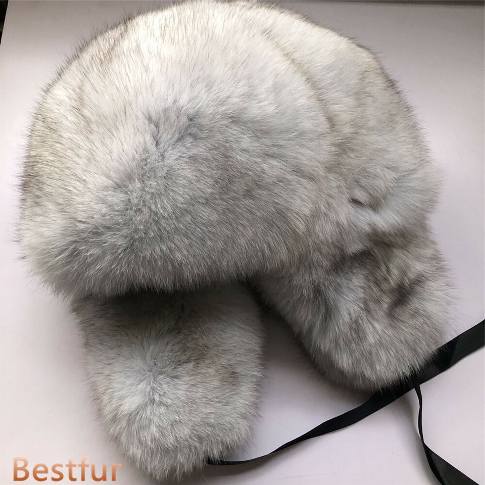 Male Full Covered Real Fox Fur Hat Russian Ushanka Hat Cossack Warm ...
