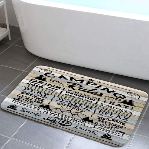 Camper RV Bath Mat for Travel Trailer Bathroom Farmhouse Camping Rules ...