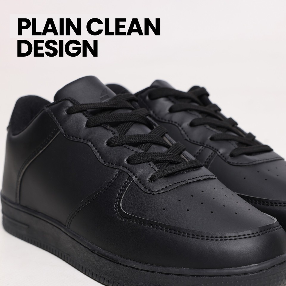 Ladies Plain Black Trainers Size 3 to 9 UK - SPORTS CASUAL WORK SHOES ...