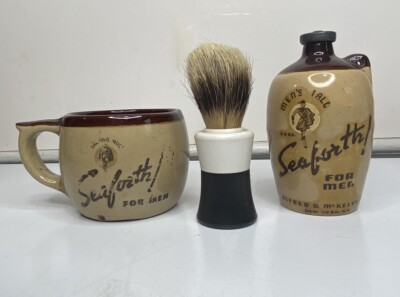 Vtg 3 Pc Seaforth Men's Talc/Shaving Mug/Shaving Brush Pottery ...