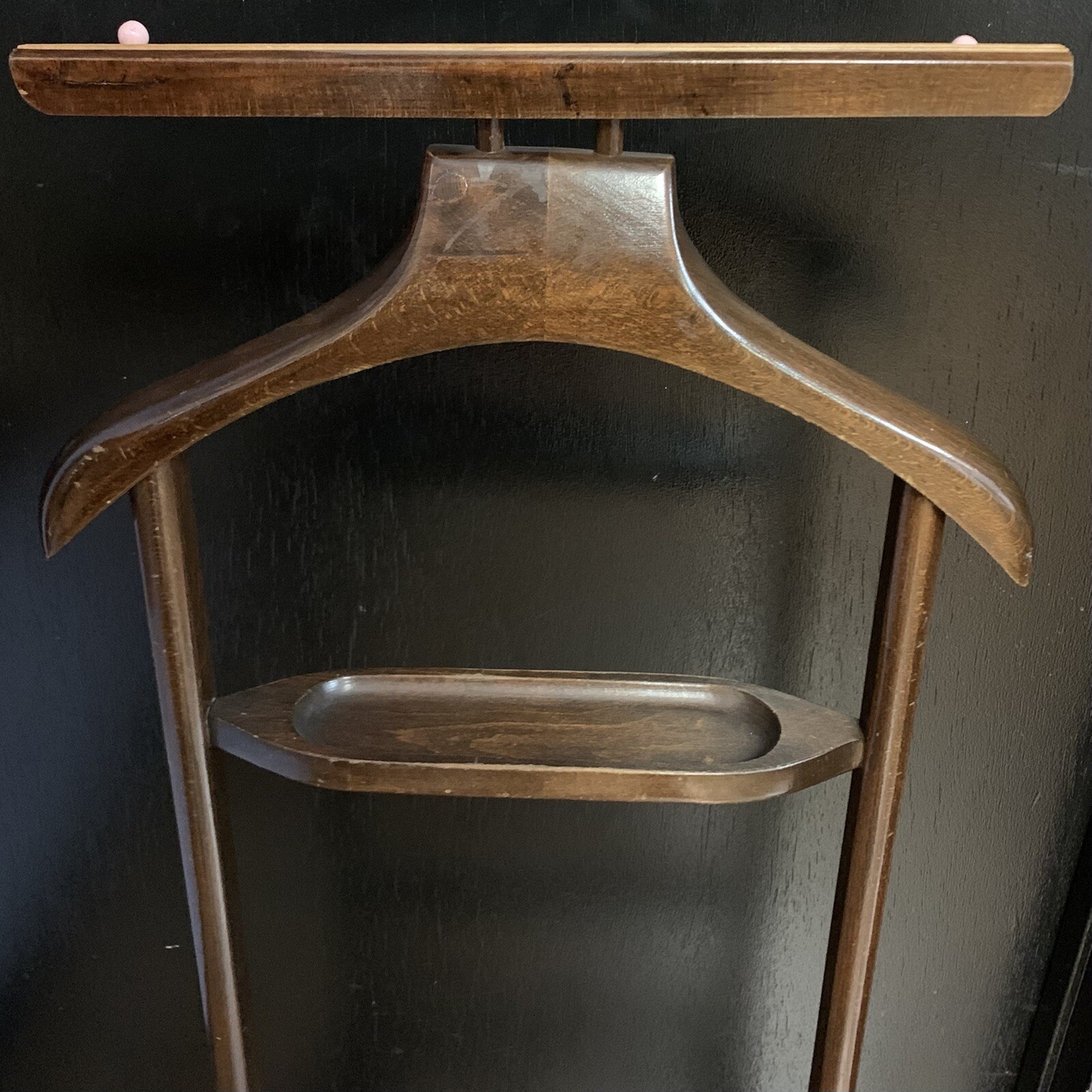 Vintage MCM Polished Wood Valet Stand Butler Clothes Rack 43.75” Tall ...