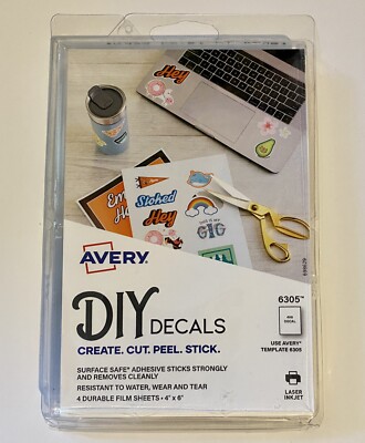 Avery DIY Decals Create-Cut-Peel-Stick. New In Pack. 4 Sheets Per Pack ...