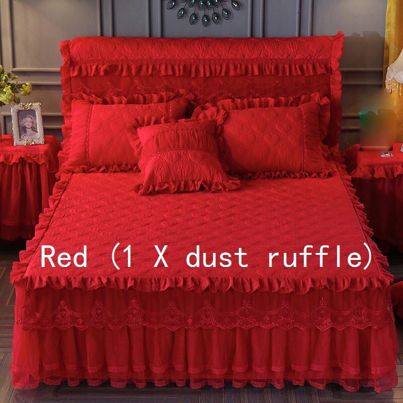 1x Lace Floral Bed Skirt Dust Ruffle Bedspread Chic Bedding Decor ...