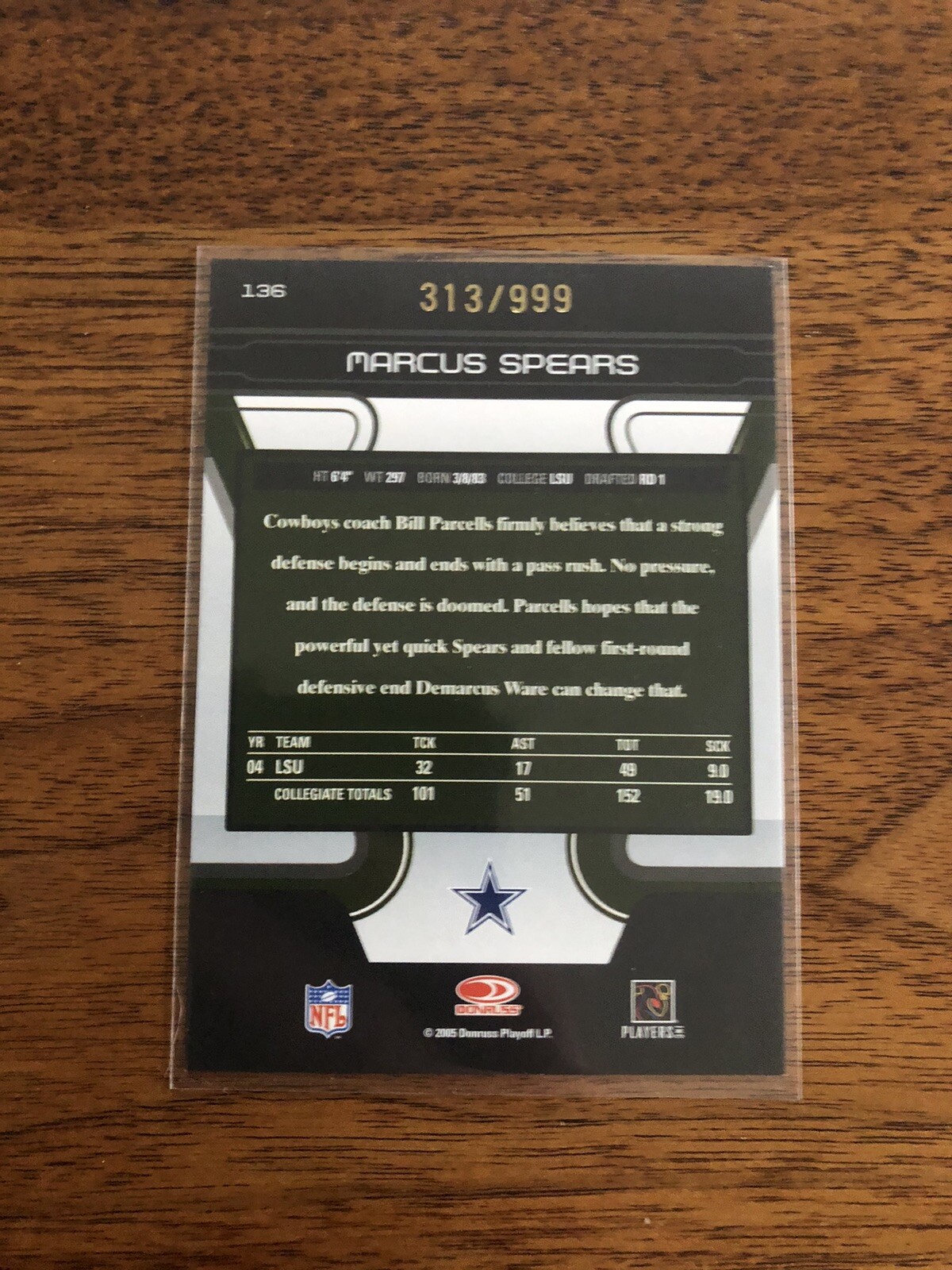 2005 Donruss Zenith /999 Marcus Spears #136 Rookie RC | eBay