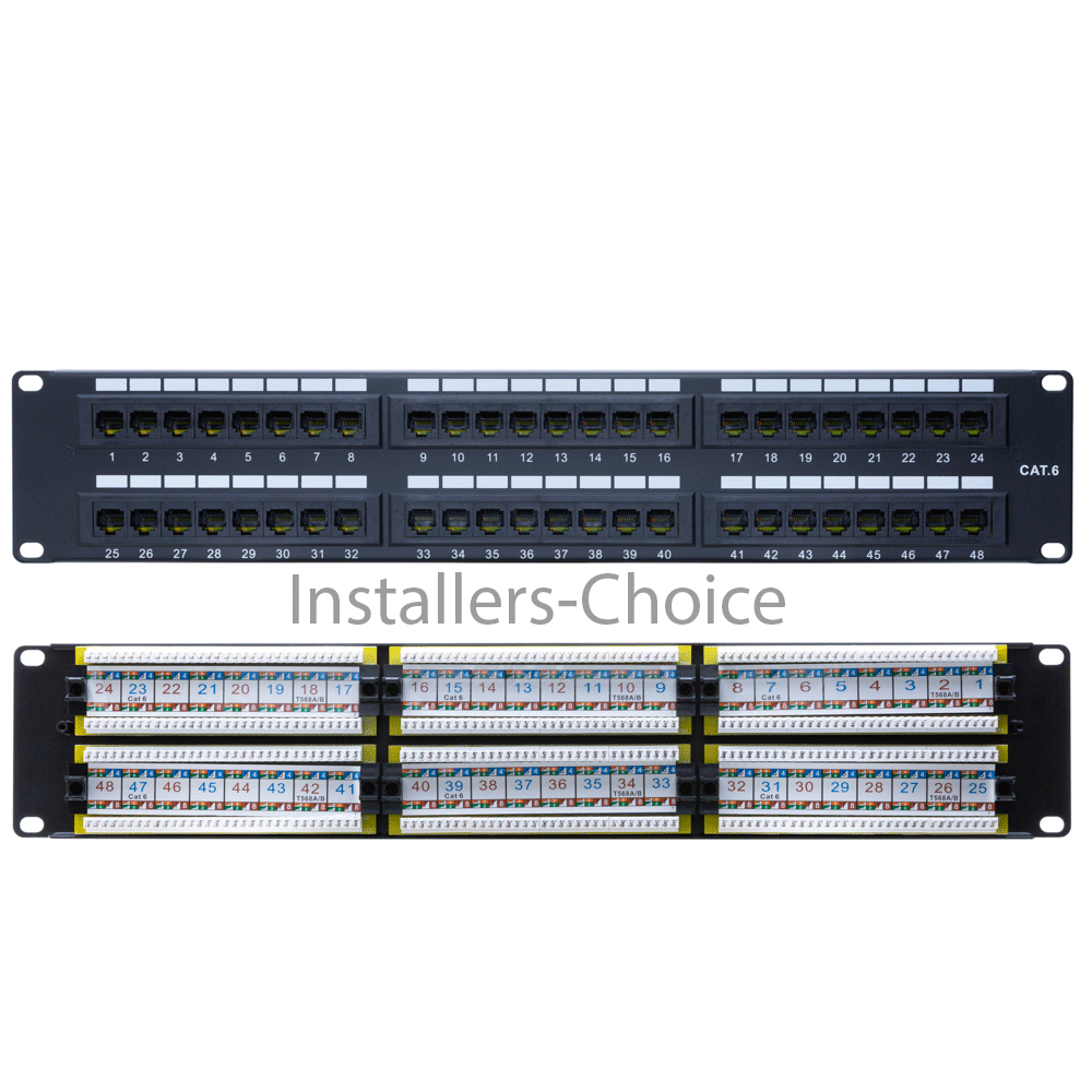 48 port Cat6 UTP LAN wall mount patch panel bracket RJ45 110 Network