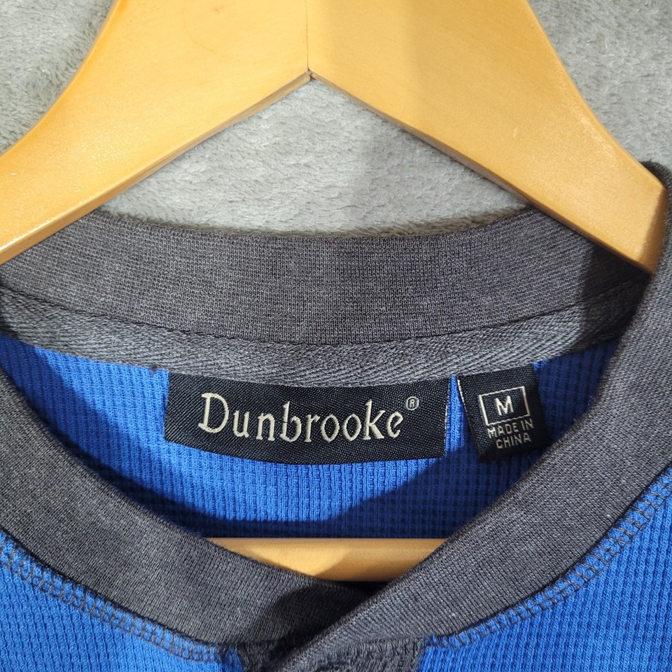 Detroit Lions Shirt Mens Medium Thermal Henley Dunbrooke NFL Blue Gray ...