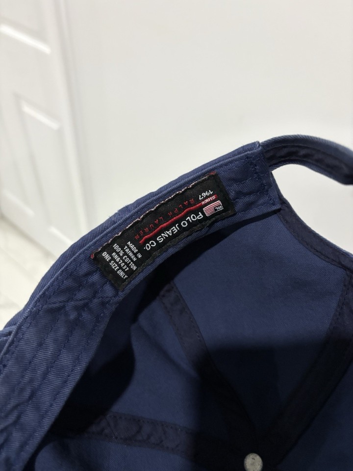 Vintage Polo Ralph Lauren Jeans Co Indian Head Dress Blue Strapback Hat ...