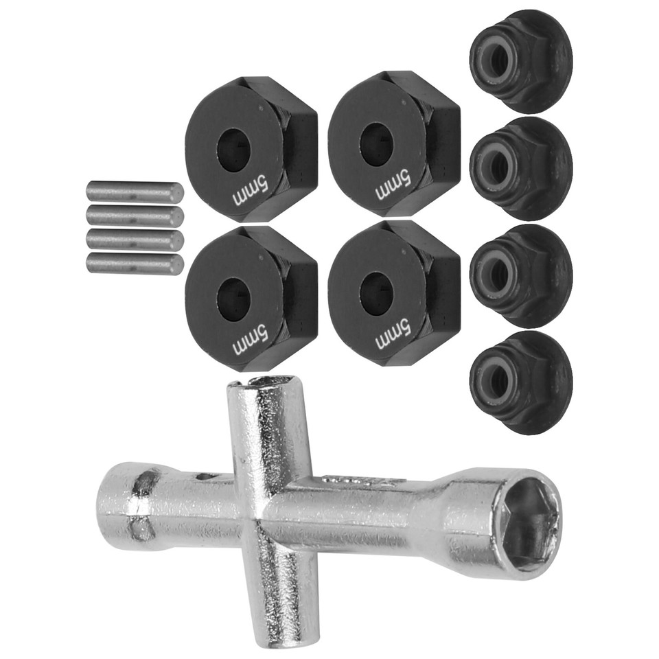 Heavy-Duty 12mm Wheel Hex Adapters & 5mm Cross Wrench for RC Car 1/10 ...