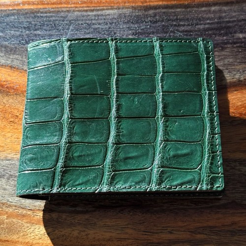 Genuine Croc Leather Wallet Dark Olive Color | eBay