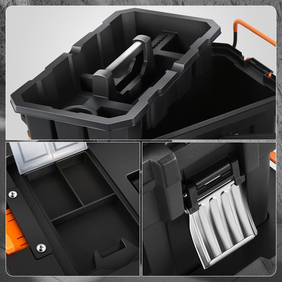 2-IN-1 Workshop 2-Tier Stackable Separate Tool Boxes Trolley with ...