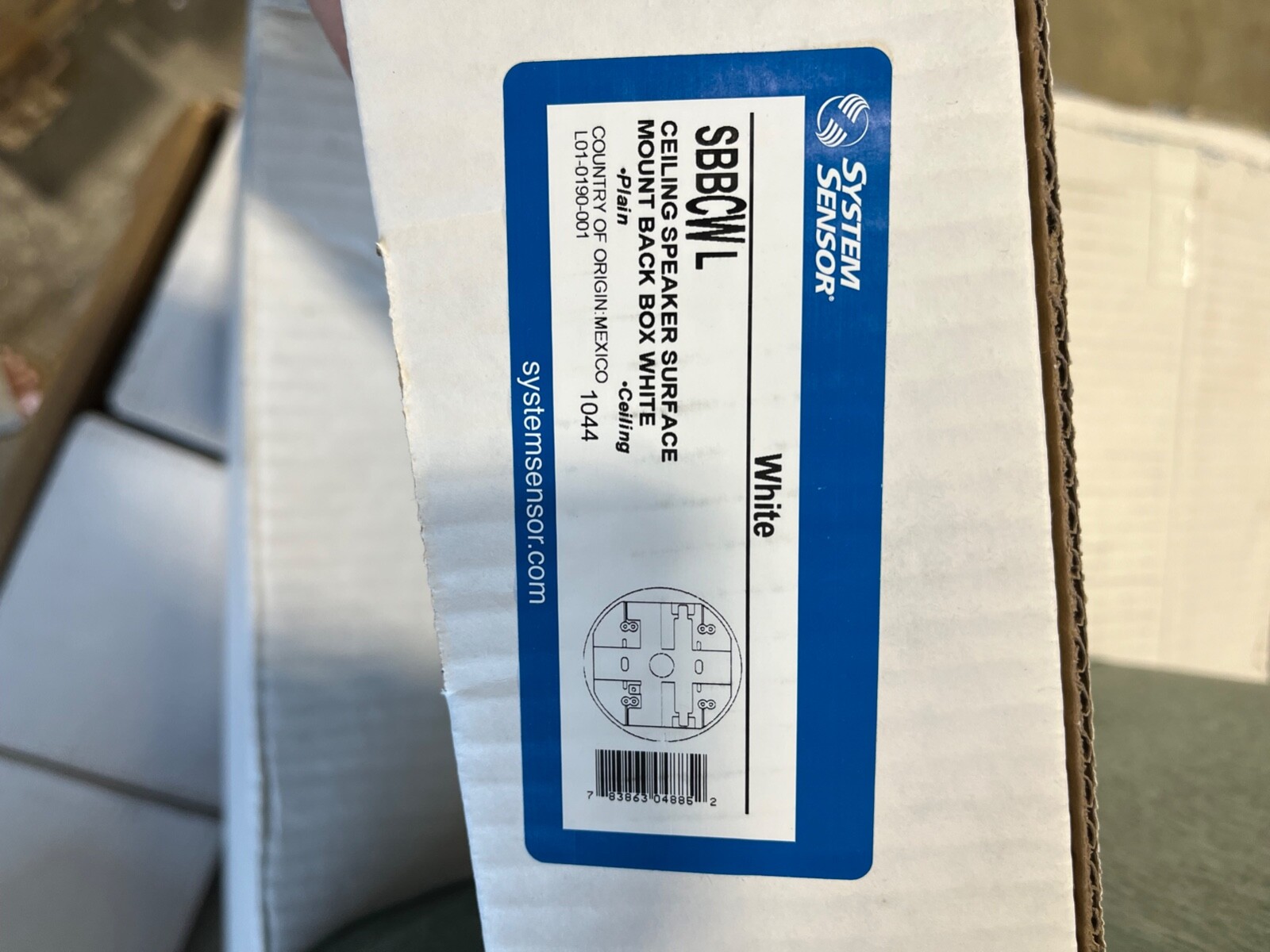 System Sensor SBBCWL Universal Ceiling Surface Mount Back Box, White ...