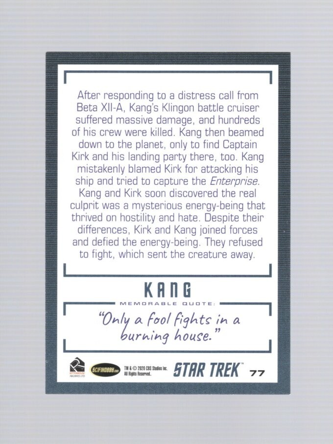 2020 STAR TREK TOS ARCHIVES & INSCRIPTIONS KANG #77 VARIATION #4 OF 15 ...