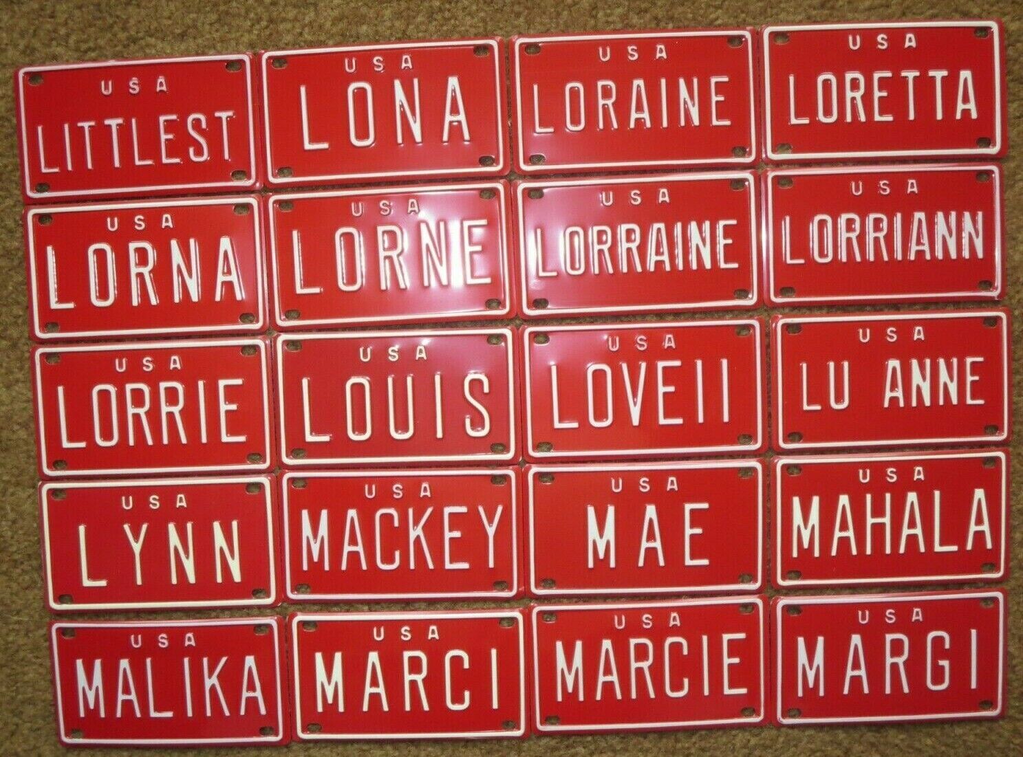 1960's Vintage U S A Mini Bike Vanity Metal Red License Plate Louis ...