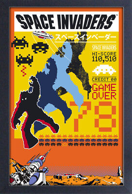 SPACE INVADERS GAME OVER 78 VIDEO GAME 13x19 FRAMED GELCOAT POSTER ...