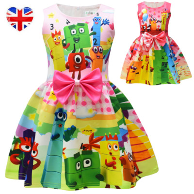 Kids Girls Number Blocks Bowknot Skirt Princess Birthday Party Fancy ...