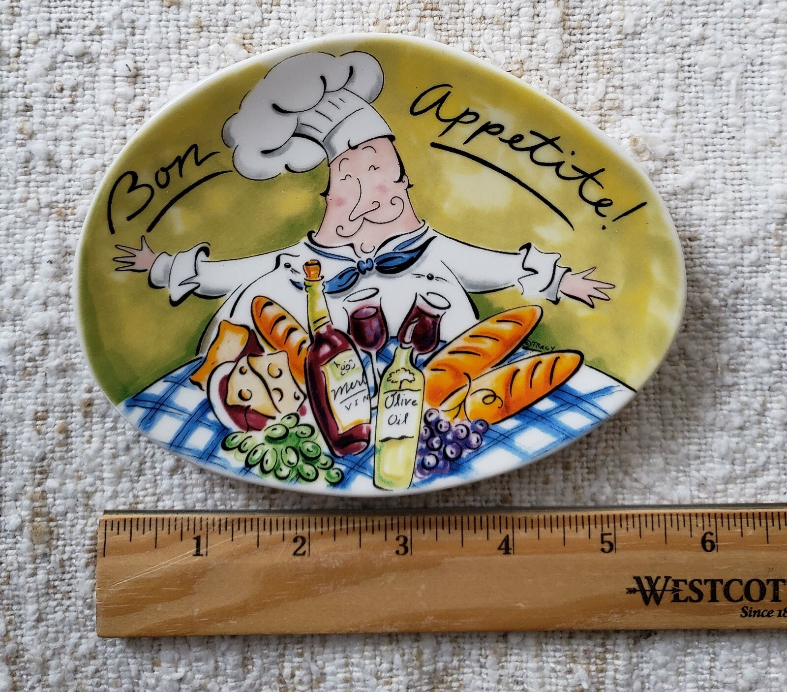 Vtg Lot MUD PIE Tracy Flickenger Bon Appetite Fat Chef Oval Bread Snack ...