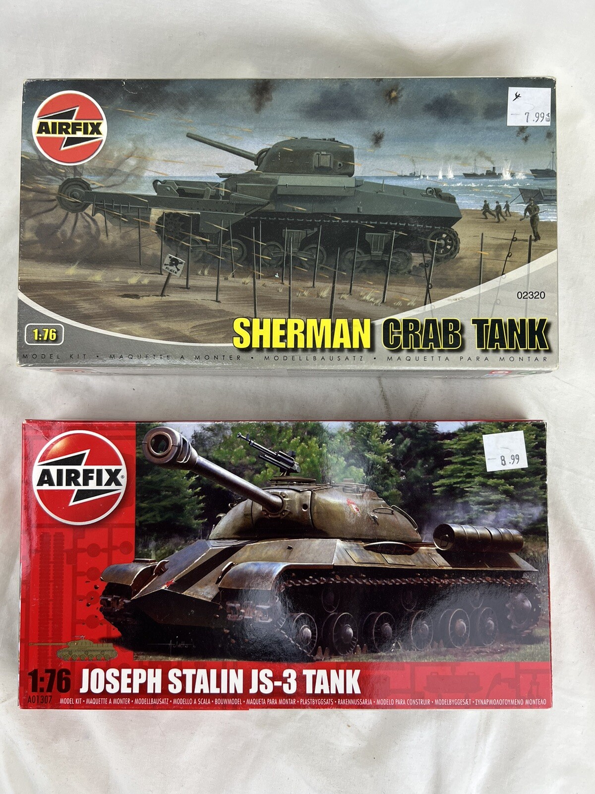 2- 1/76 AIRFIX Sherman Crab Tank 02320 & Joseph Stalin JS-3 Tank A01307 ...