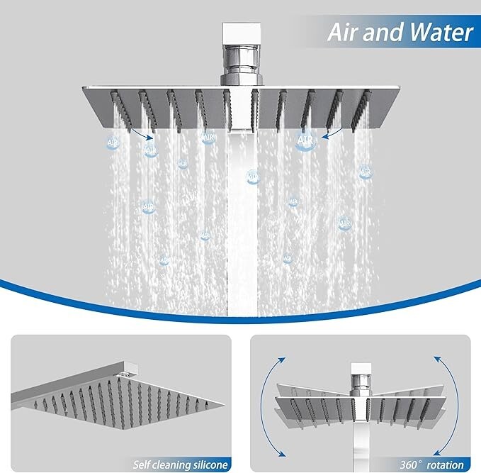 Bathroom Thermostatic Exposed Shower Mixer Twin head Large Square Bar ...