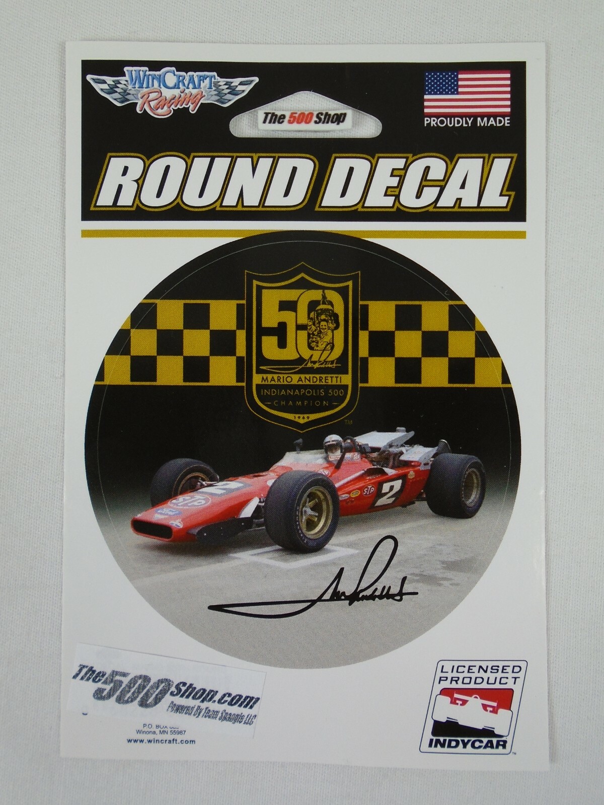 Mario Andretti 50th Anniversary 1969 Brawner Hawk 3" Round Decal Indy ...