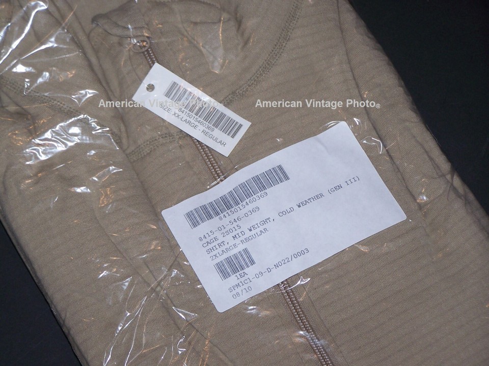 FLEECE GRID SHIRT XXL LEVEL 2 GEN III ECWCS WAFFLE MILITARY COLD ...