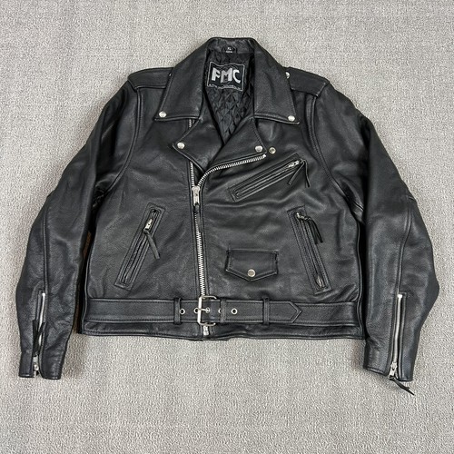 First Manufacturing Company FMC Leather Motorcycle Jacket Superstar Men ...
