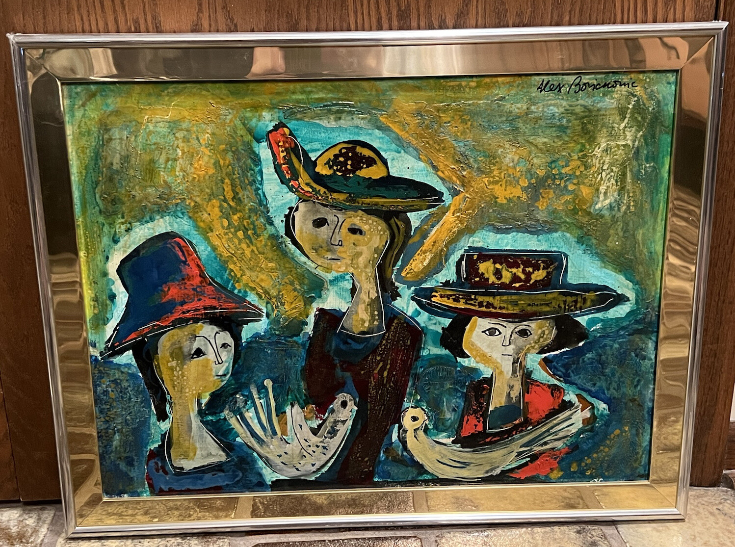 ALEX BOZ BOZICKOVIC ORIGINAL OIL PAINTING THREE LADIES WOMEN SISTERS ...