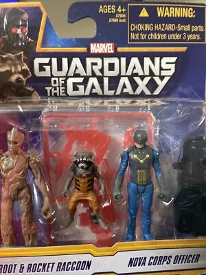 Guardians of the Galaxy Groot Rocket Raccoon Nova Corps Officer Figure ...