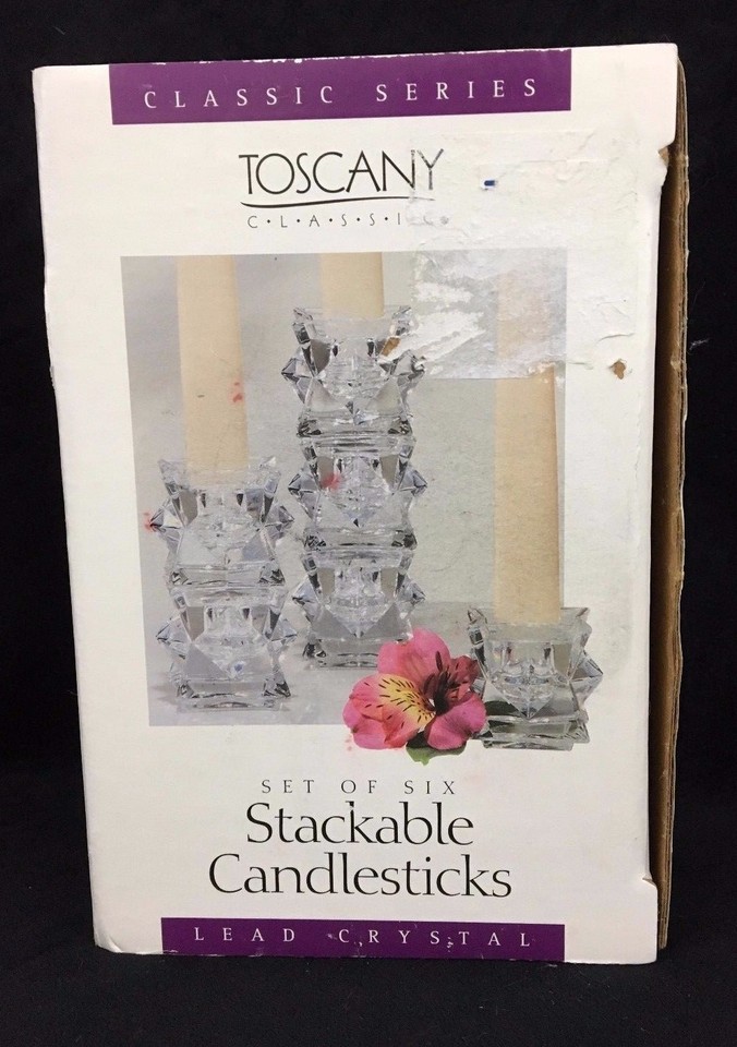 Lead Crystal Star Candlesticks Toscany Classics Set of 6 Stackable St ...