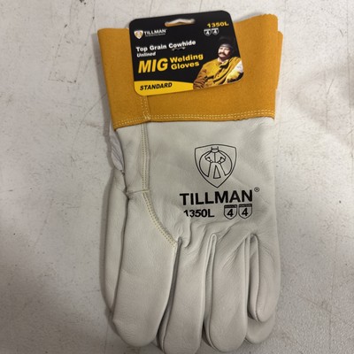 Tillman 1350 Unlined Top Grain Cowhide MIG Welding Gloves 4" Cuff Large ...