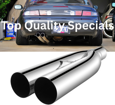 3' Inlet Dual Twin 3'' Outlet 19" Long Blast Exhaust Pipe Tip Muffler ...