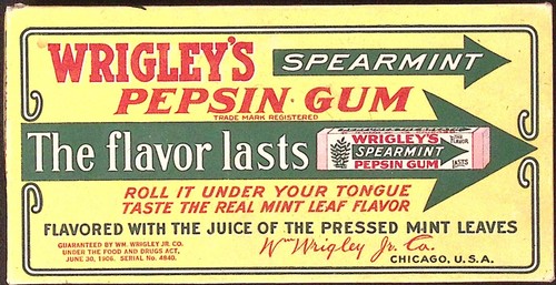 Wrigley's Spearmint Pepsin Gum Store Display Box Wm Wrigley Jr Co ...