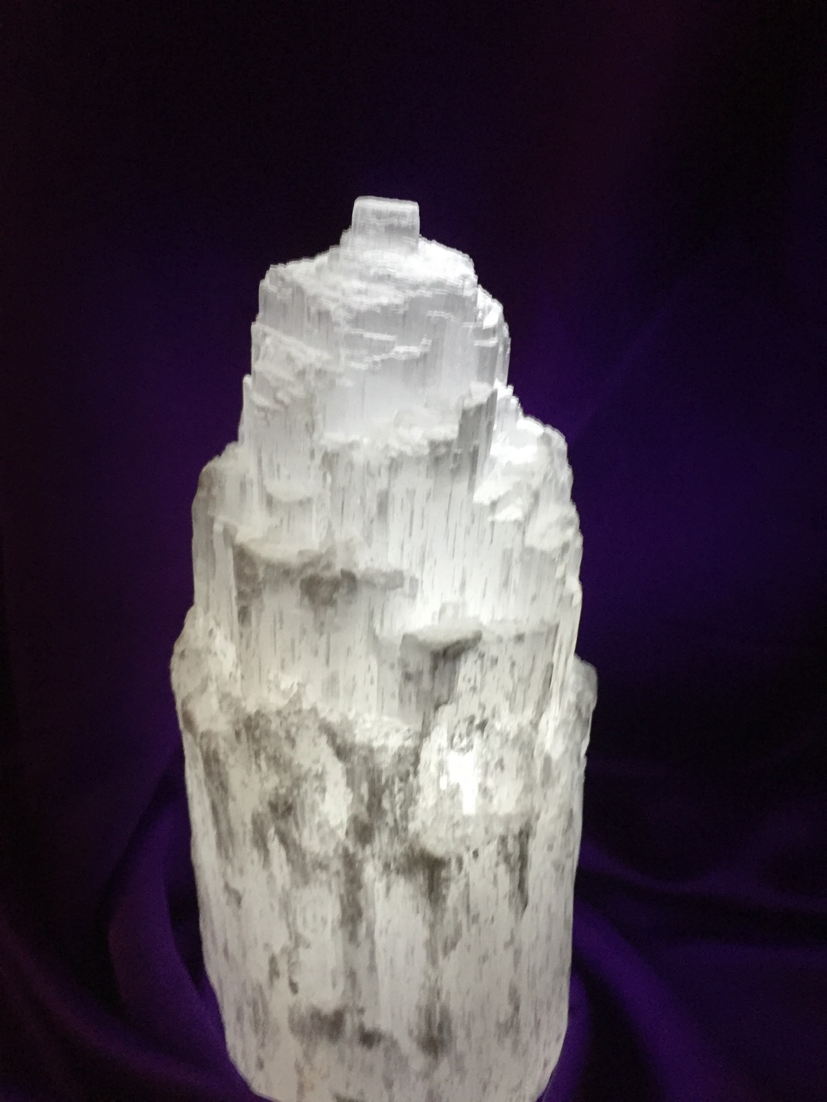 Medium Selenite Lamp And Cord LED White Selenite Tower Lamp Reiki Heal ...