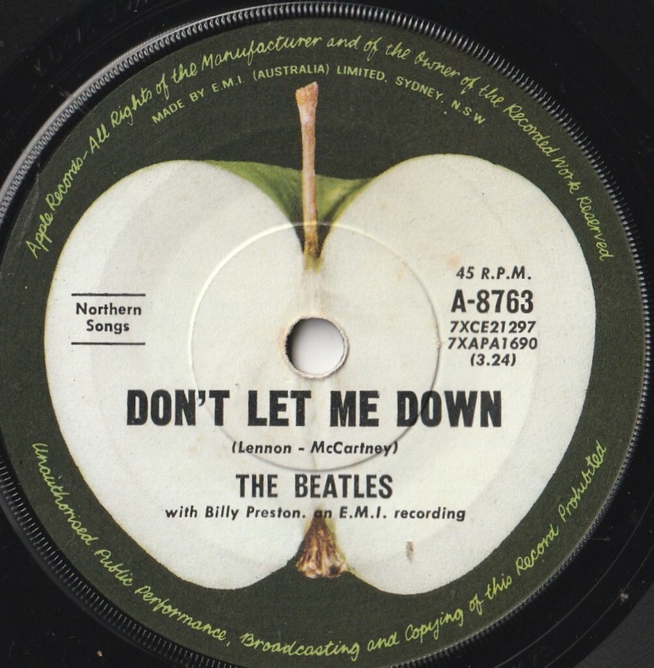 BEATLES 45: GET BACK b/w DON'T LET ME DOWN AUSSIE APPLE 8763 EX+/EX ...