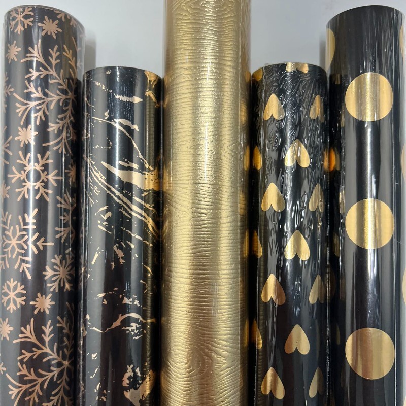 5 Roll 76cm X 3M Per Roll Gold Black Wrapping Paper For Wedding Party ...